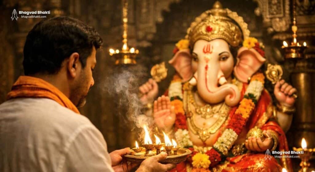 Shri Ganesh Aarti Lyrics in English: Jai Ganesh, Jai Ganesh Deva